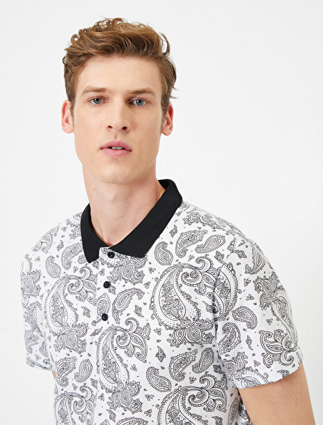 Koton Erkek Polo Yaka Şal Desenli Kontrast Yaka Süprem Kumaş Slim Fit Tişört Koton Erkek Polo Yaka Şal Desenli Kontrast Yaka Süprem Kumaş Slim Fit Tişört
