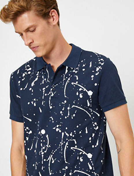 Koton Erkek Polo Yaka Metraj Baskılı Slim Fit Tişört Koton Erkek Polo Yaka Metraj Baskılı Slim Fit Tişört