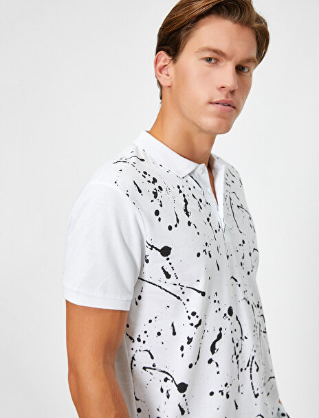 Koton Erkek Polo Yaka Metraj Baskılı Slim Fit Tişört Koton Erkek Polo Yaka Metraj Baskılı Slim Fit Tişört