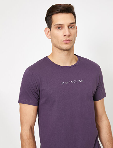 Koton Erkek Bisiklet Yaka Eskitme Baskılı Slim Fit Tişört Koton Erkek Bisiklet Yaka Eskitme Baskılı Slim Fit Tişört