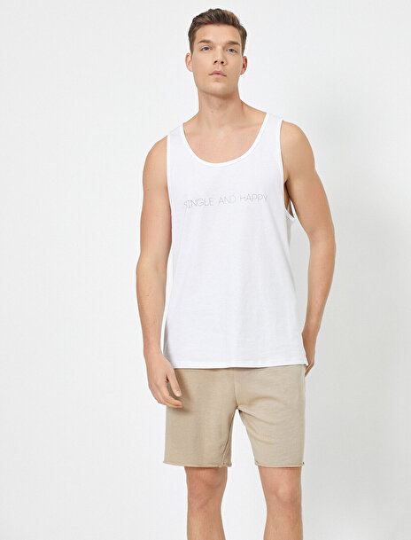 Koton Erkek Oyuk Yaka Yazılı Baskılı Atlet