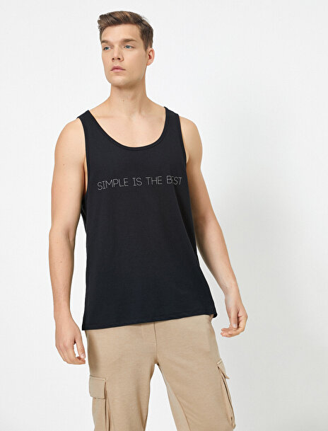 Koton Erkek Oyuk Yaka Yazılı Baskılı Atlet