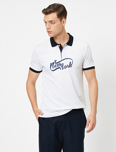 Koton Erkek Polo Yaka Kısa Kollu Yazılı Baskılı T-Shirt