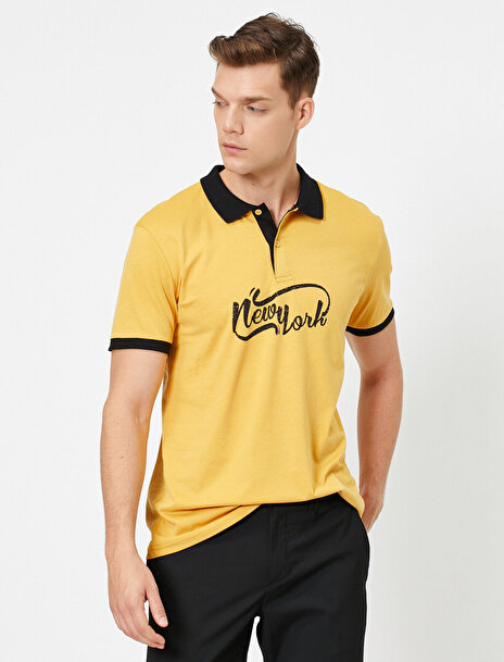 Koton Erkek Polo Yaka Kısa Kollu Yazılı Baskılı T-Shirt