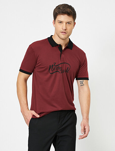 Koton Erkek Polo Yaka Kısa Kollu Yazılı Baskılı T-Shirt