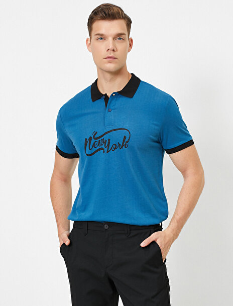 Koton Erkek Polo Yaka Kısa Kollu Yazılı Baskılı T-Shirt