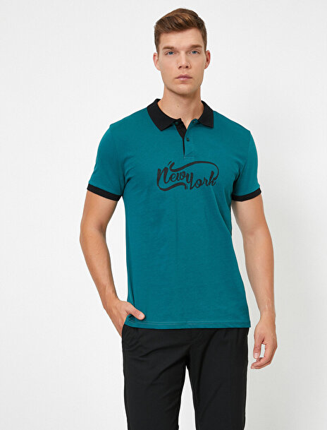 Koton Erkek Polo Yaka Kısa Kollu Yazılı Baskılı T-Shirt