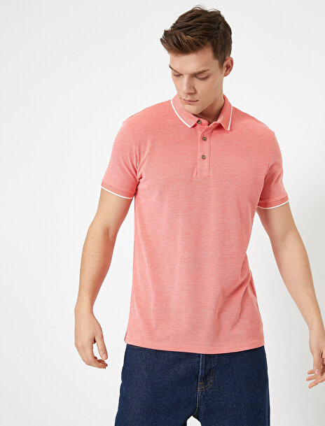 Koton Erkek Polo Yaka Kol Ucu ve Yakası Çizgili Slim Fit Tişört