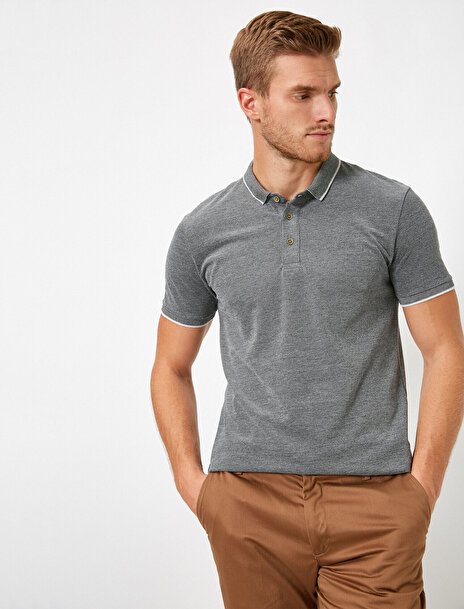 Koton Erkek Polo Yaka Kol Ucu ve Yakası Çizgili Slim Fit Tişört