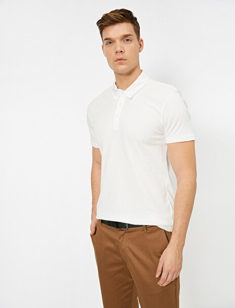Koton Erkek Polo Yaka Dokulu Kumaş Slim Fit Tişört