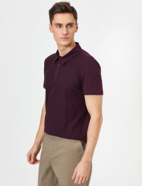 Koton Erkek Polo Yaka Dokulu Kumaş Slim Fit Tişört