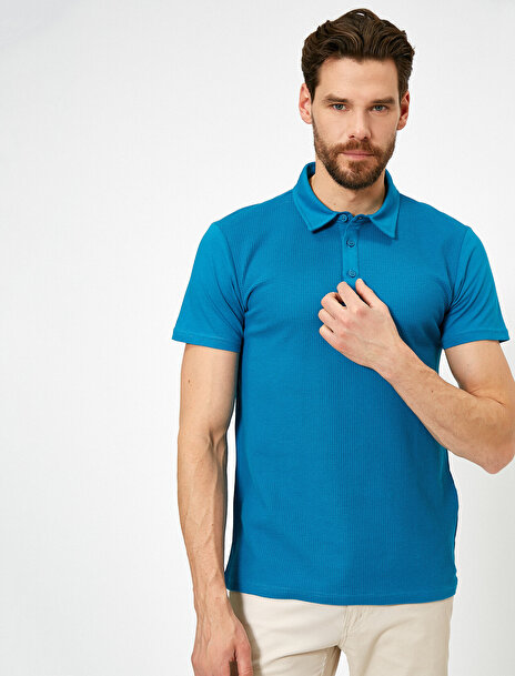 Koton Erkek Polo Yaka Dokulu Kumaş Slim Fit Tişört