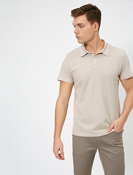 Koton Erkek Polo Yaka Dokulu Kumaş Slim Fit Tişört