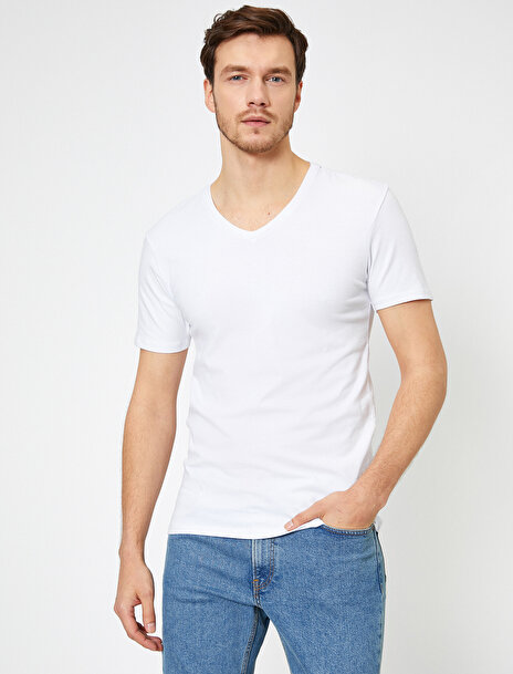 Koton Erkek V Yaka Esnek Kumaşlı Süper Slim Fit Basic Tişört Koton Erkek V Yaka Esnek Kumaşlı Süper Slim Fit Basic Tişört