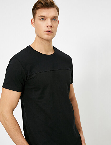 Koton Erkek Bisiklet Yaka Panelli Pike Kumaş Detaylı  Slim Fit Tişört