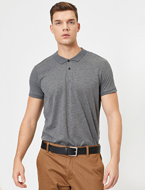 Koton Erkek Süs Etiket Detaylı Slim Fit Polo Yaka Tişört