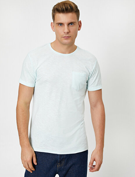 Koton Erkek Bisiklet Yaka Cep Detaylı Flamlı Kumaş Slim Fit Basic Tişört Koton Erkek Bisiklet Yaka Cep Detaylı Flamlı Kumaş Slim Fit Basic Tişört