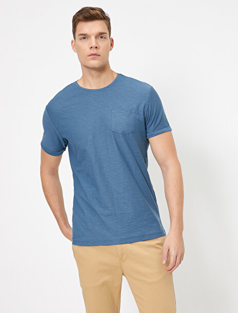 Koton Erkek Bisiklet Yaka Cep Detaylı Flamlı Kumaş Slim Fit Basic Tişört Koton Erkek Bisiklet Yaka Cep Detaylı Flamlı Kumaş Slim Fit Basic Tişört