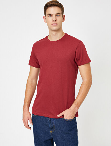 Koton Erkek Bisiklet Yaka Pamuklu Slim Fit Basic Tişört