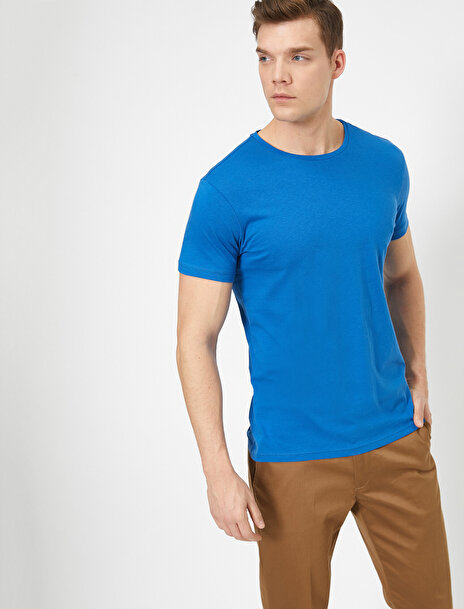 Koton Erkek Bisiklet Yaka Pamuklu Slim Fit Basic Tişört