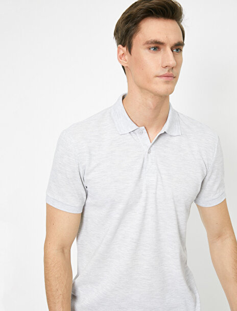 Koton Erkek Polo Yaka Yaka Ucu Örgü Detaylı Slim Fit Tişört