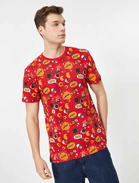 Koton Erkek Bisiklet Yaka Kısa Kollu Yazılı Baskılı Tişört