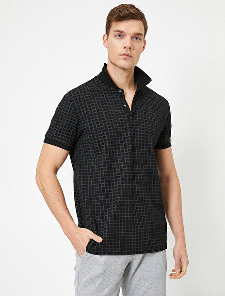 Koton Erkek Polo Yaka Pamuklu Kumaştan Kareli Tişört