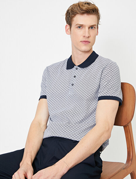 Koton Erkek Polo Yaka Geometrik Desenli Süprem Kumaş Çıtçıtlı Slim Fit Tişört Koton Erkek Polo Yaka Geometrik Desenli Süprem Kumaş Çıtçıtlı Slim Fit Tişört