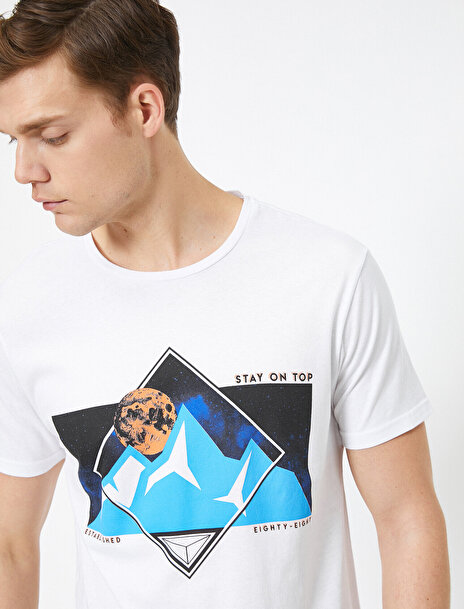 Koton Erkek Bisiklet Yaka Kısa Kol % Pamuklu Yazılı Baskılı Tişört