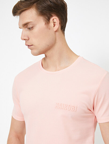 Koton Erkek Bisiklet Yaka Kısa Kol Dar Kesim Baskılı Tişört