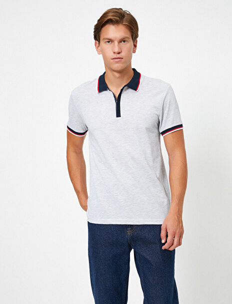 Koton Erkek Polo Yaka Kolları ve Yakası Çizgili Tişört