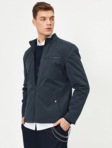 Koton Erkek Cep Detaylı Fermuarlı Omzu Dikişli Mont