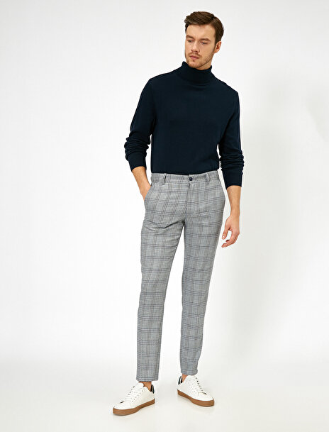 Koton Erkek Cep Detaylı Slim Fit Kareli Pantolon Koton Erkek Cep Detaylı Slim Fit Kareli Pantolon