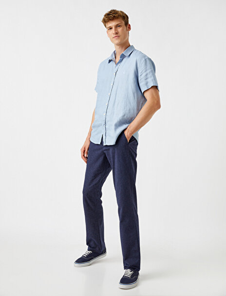 Koton Erkek Keten Karışımlı Slim Fit Dokuma Pantolon