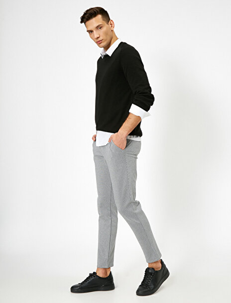 Koton Erkek Cep Detaylı Desenli Skinny Fit Pantolon Koton Erkek Cep Detaylı Desenli Skinny Fit Pantolon