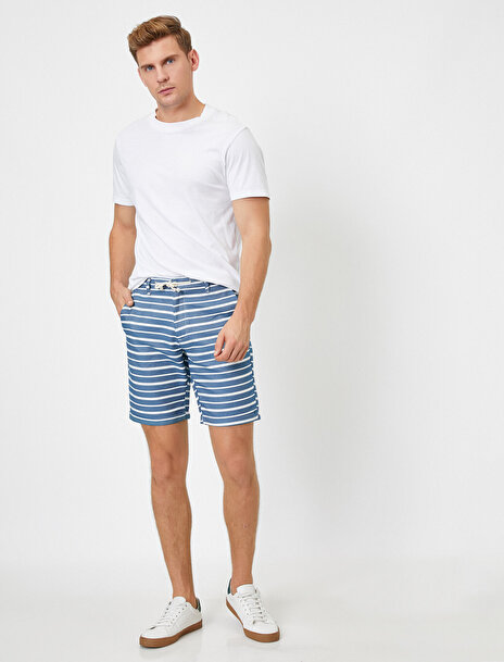Koton Erkek Dizüstü Çizgili Dokuma Şort
