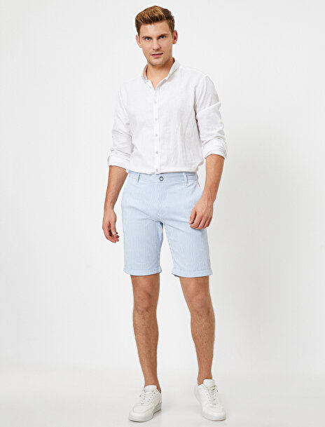 Koton Erkek Dizüstü Çizgili Dokuma Şort