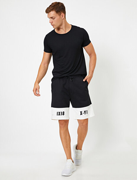 Koton Erkek İki Renkli Yazılı Baskılı Cepli Bermuda Şort