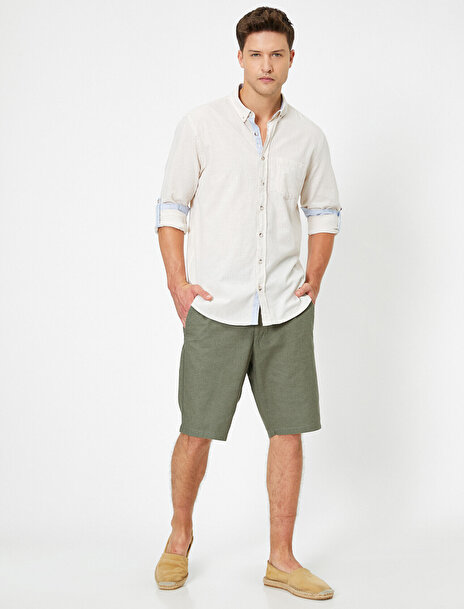 Koton Erkek Keten Karışımlı Cepli Şort