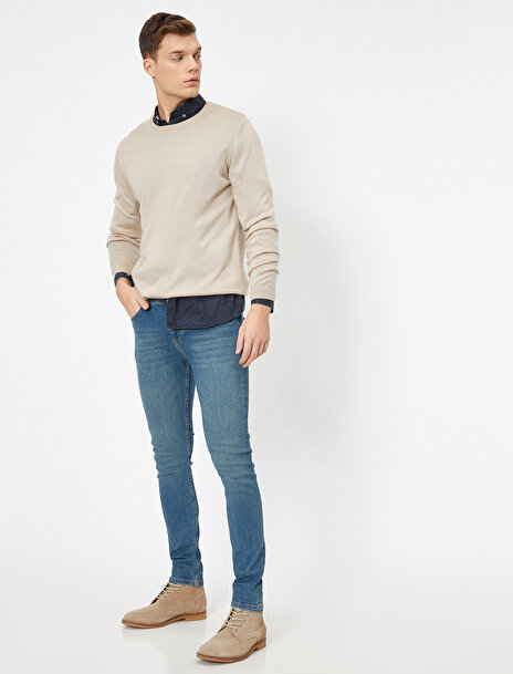 Koton Erkek Justın Super Skinny Fit Esnek Kumaş Jean Pantolon