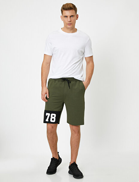 Koton Erkek Dizi Baskılı Beli Bağcıklı Örme Bermuda Şort