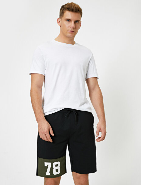 Koton Erkek Dizi Baskılı Beli Bağcıklı Örme Bermuda Şort