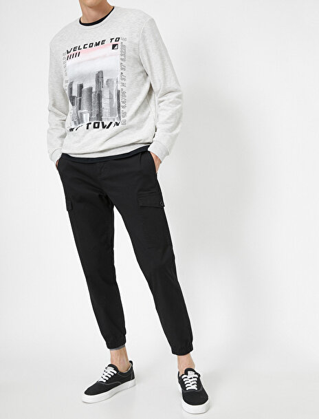 Koton Erkek Cep Detaylı Paçası Lastikli Jogger Fit  Kargo Pantolon