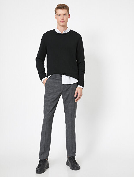 Koton Erkek Cep Detaylı Slim Fit Kareli Pantolon Koton Erkek Cep Detaylı Slim Fit Kareli Pantolon