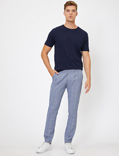 Koton Erkek Cep Detaylı Slim Fit Kareli Pantolon Koton Erkek Cep Detaylı Slim Fit Kareli Pantolon