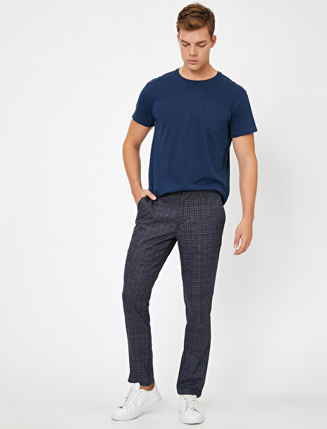 Koton Erkek Cep Detaylı Slim Fit Kareli Pantolon Koton Erkek Cep Detaylı Slim Fit Kareli Pantolon
