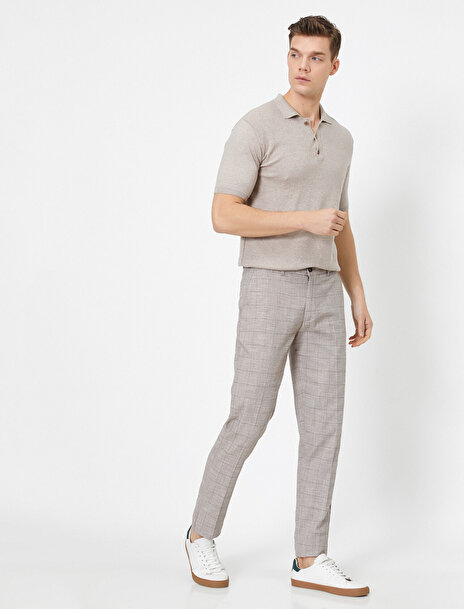 Koton Erkek Cep Detaylı Slim Fit Kareli Pantolon Koton Erkek Cep Detaylı Slim Fit Kareli Pantolon