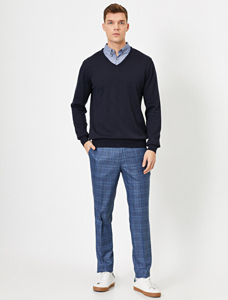 Koton Erkek Cep Detaylı Slim Fit Kareli Pantolon Koton Erkek Cep Detaylı Slim Fit Kareli Pantolon