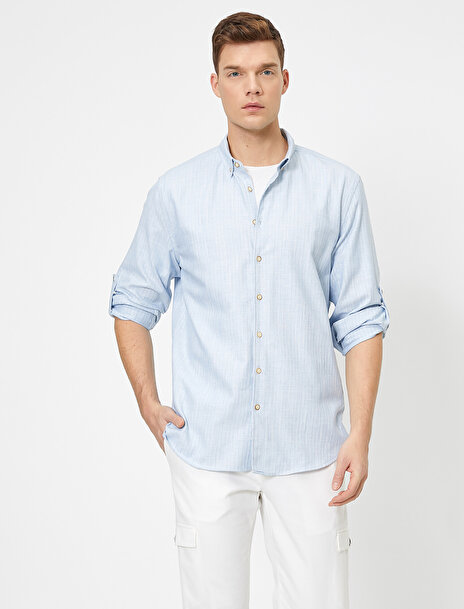 Koton Erkek Apoletli Çizgili Desenli Pamuklu Regular Fit Casual Gömlek Koton Erkek Apoletli Çizgili Desenli Pamuklu Regular Fit Casual Gömlek