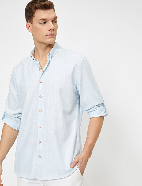 Koton Erkek Apoletli Çizgili Desenli Pamuklu Regular Fit Casual Gömlek Koton Erkek Apoletli Çizgili Desenli Pamuklu Regular Fit Casual Gömlek